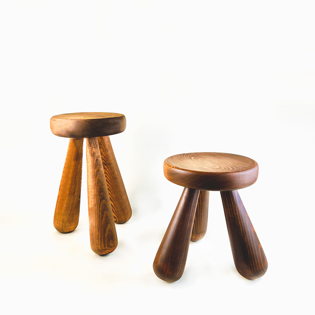 Scandinavian Round Foot Stool (Tall) – Past Lives Studio